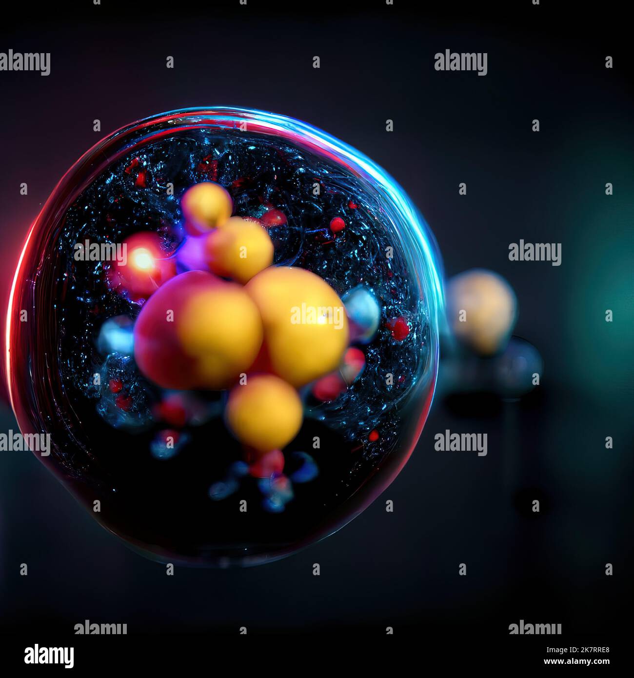 Subatomic particles and atoms, conceptual illustration Stock Photo - Alamy