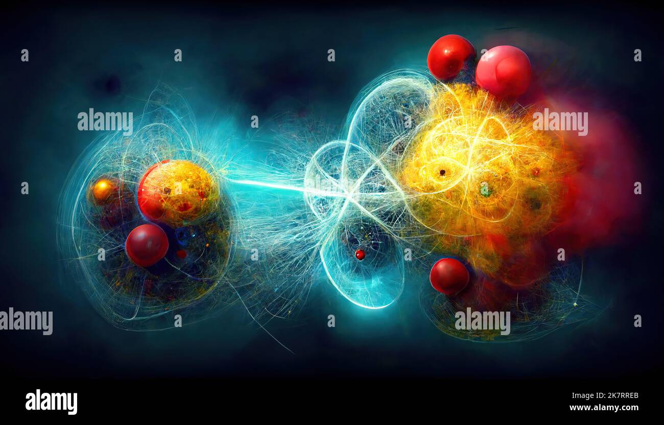 Subatomic particles and atoms, conceptual illustration Stock Photo - Alamy