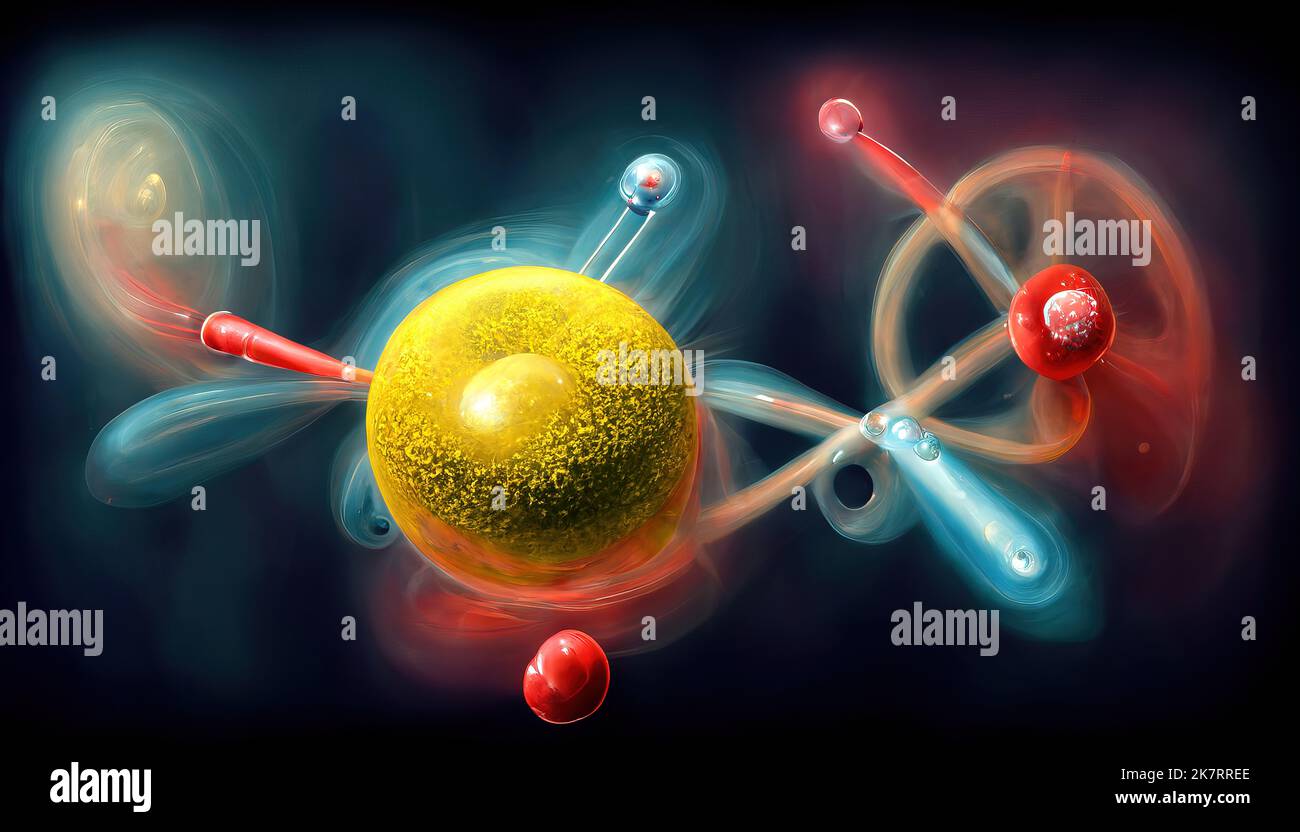 Subatomic particles and atoms, conceptual illustration Stock Photo - Alamy