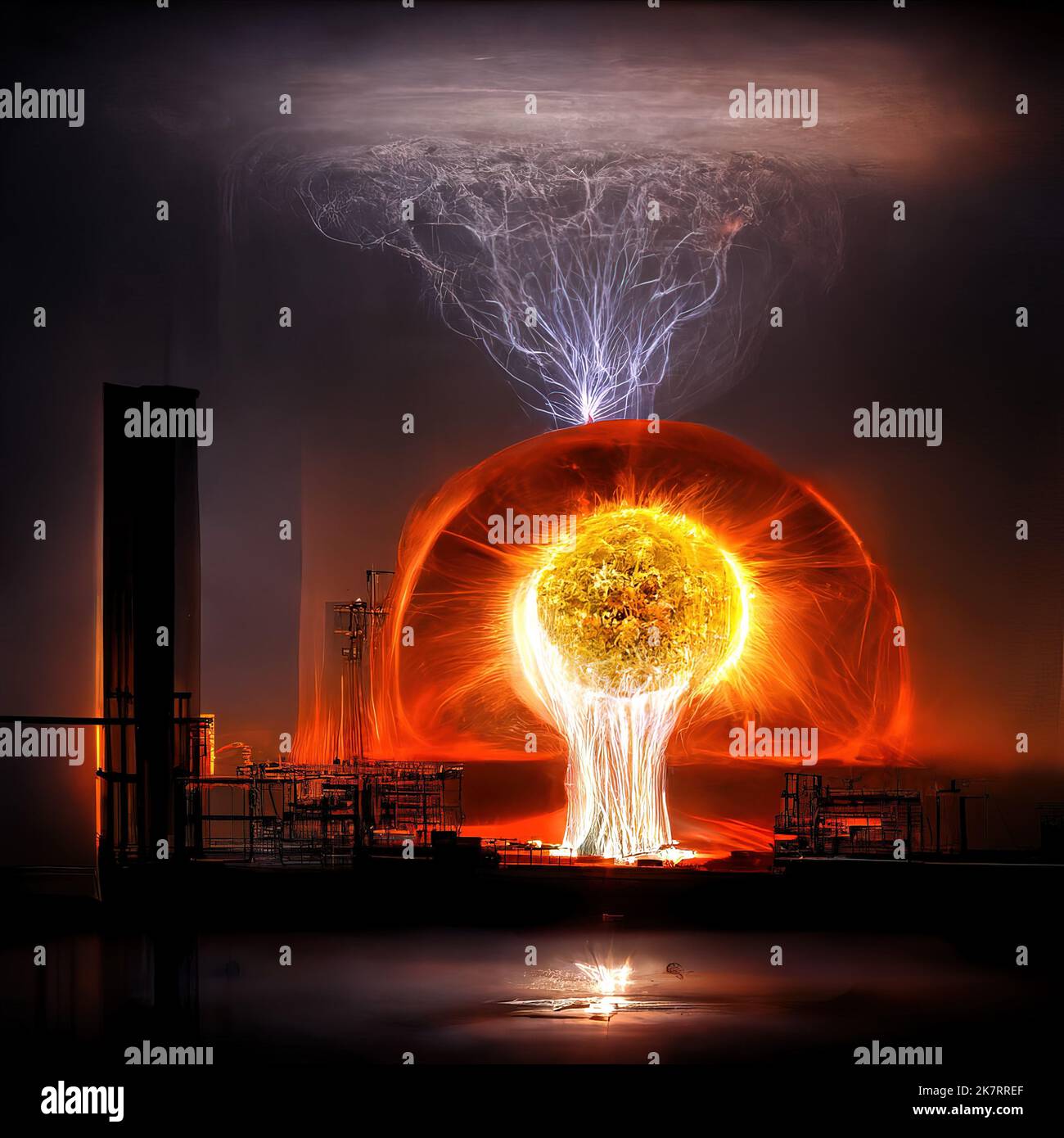 Nuclear fusion reaction, conceptual illustration Stock Photo - Alamy