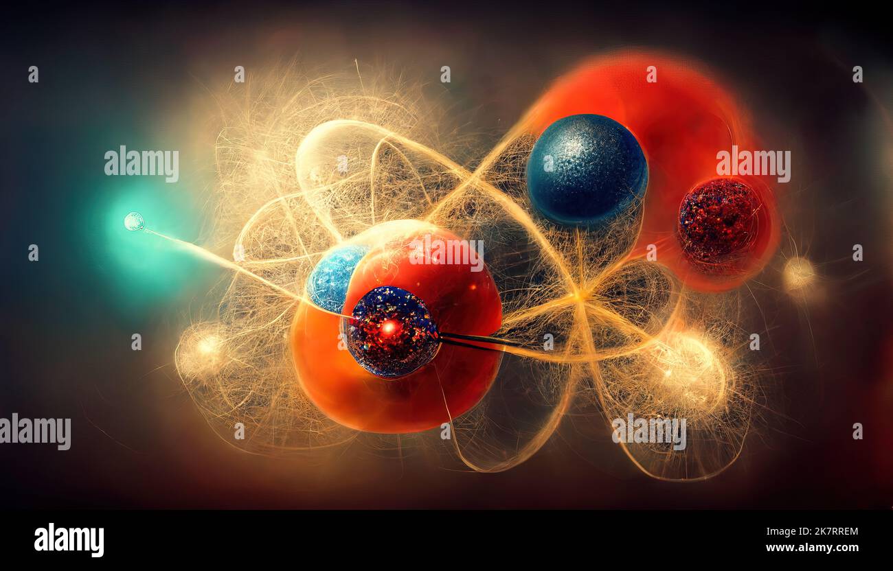 Subatomic particles and atoms, conceptual illustration Stock Photo - Alamy