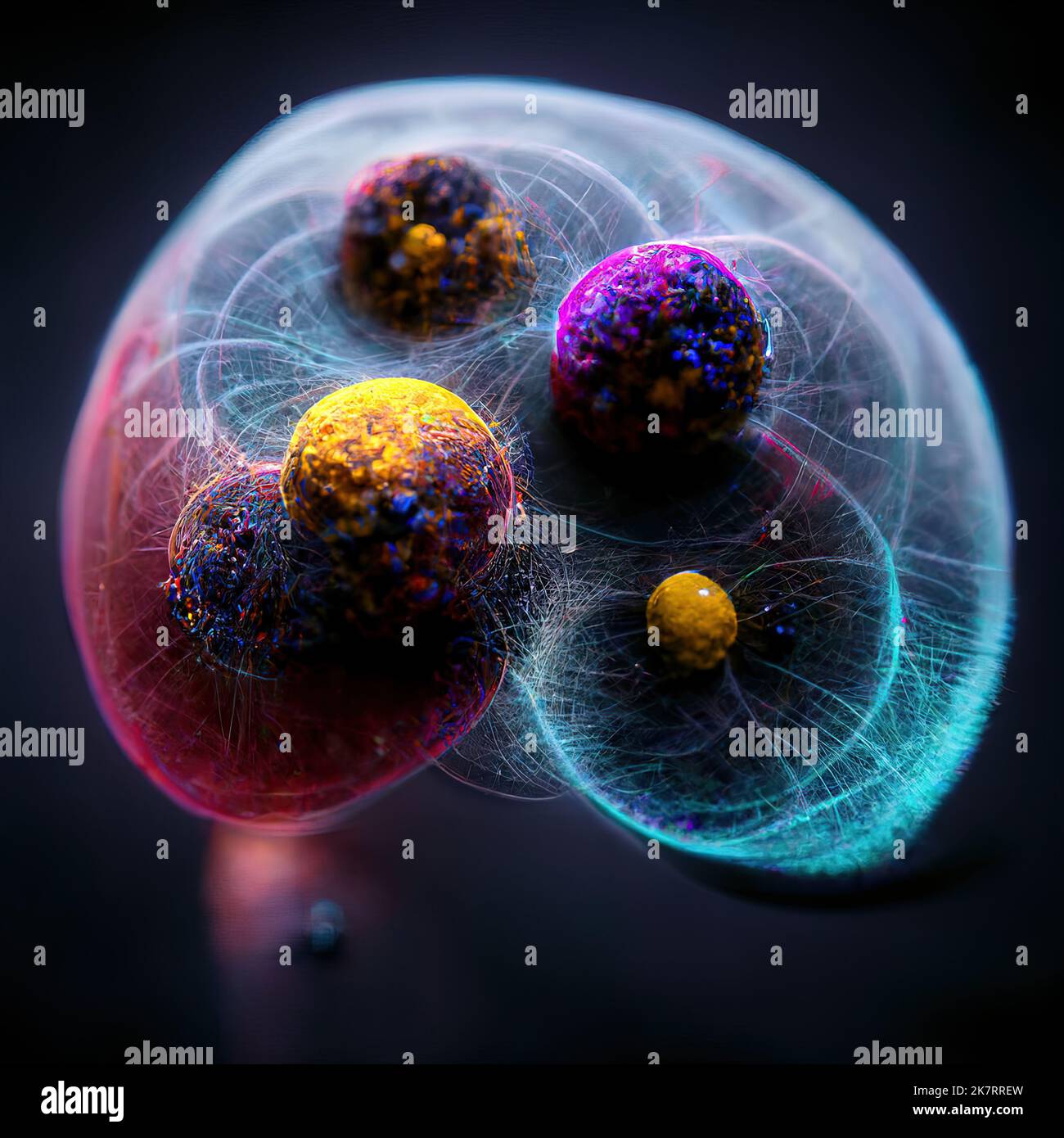 Subatomic particles and atoms, conceptual illustration Stock Photo - Alamy