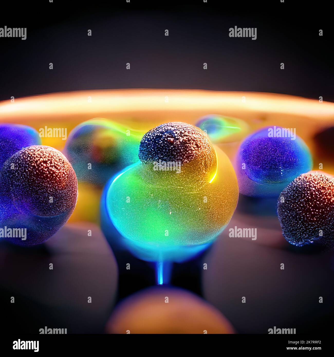 Subatomic particles and atoms, conceptual illustration Stock Photo - Alamy