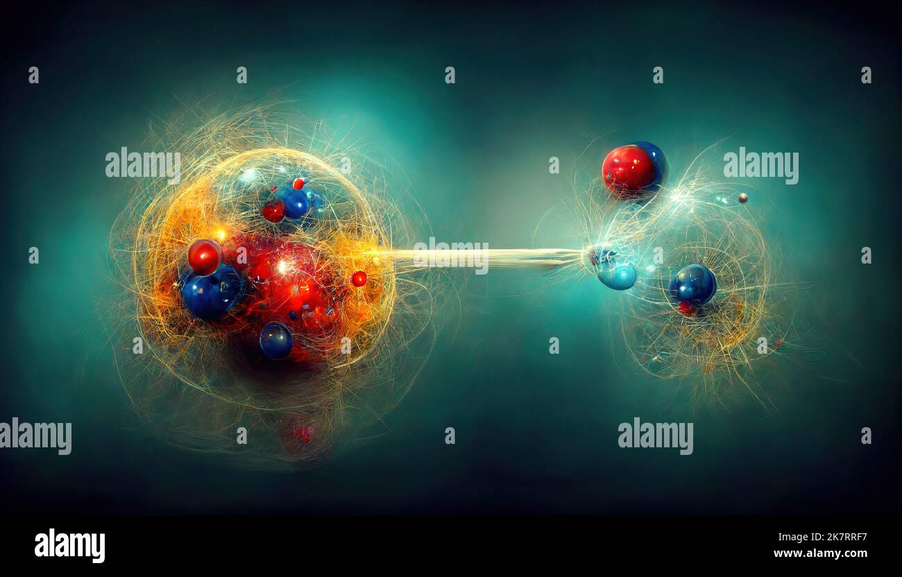 Subatomic particles and atoms, conceptual illustration Stock Photo - Alamy