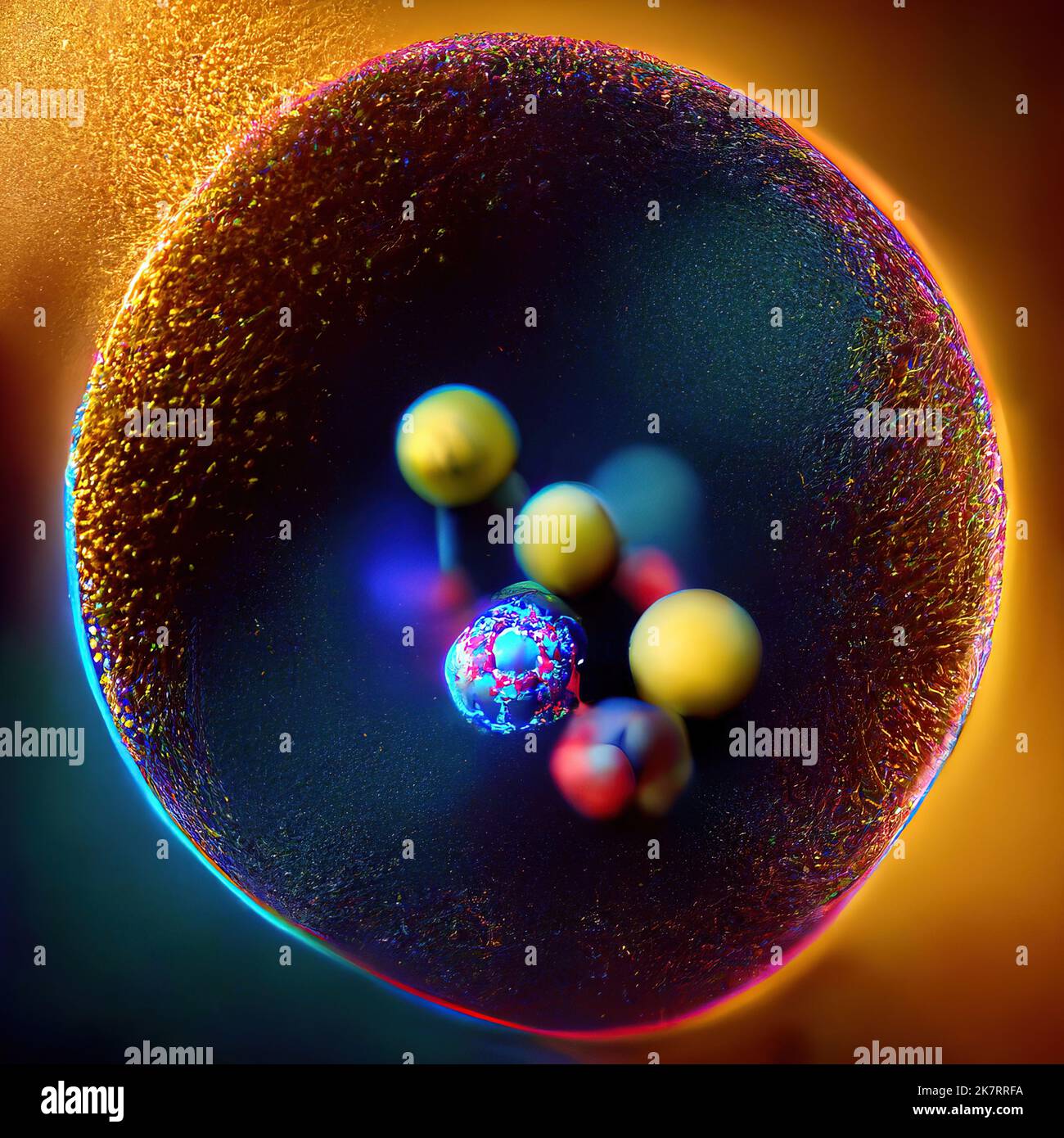 Subatomic particles and atoms, conceptual illustration Stock Photo - Alamy