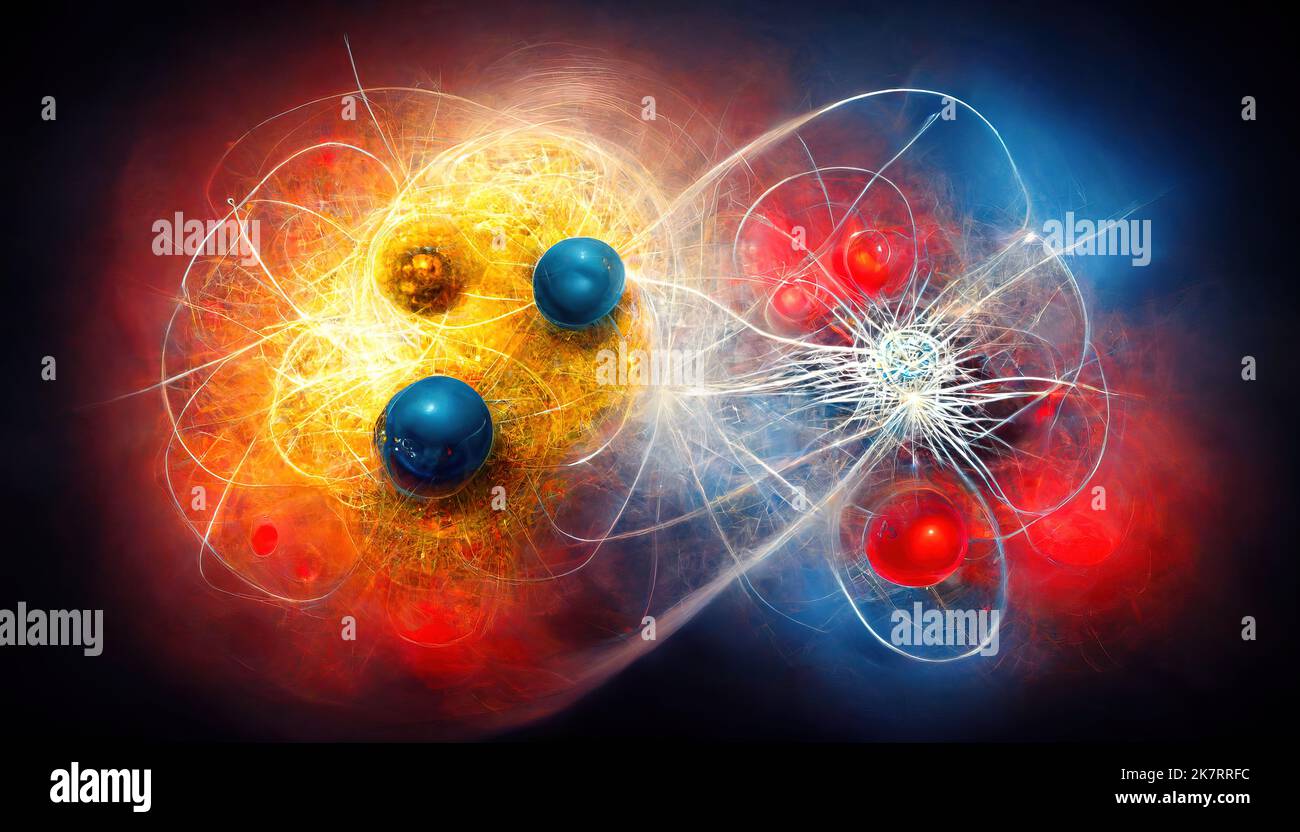Subatomic particles and atoms, conceptual illustration Stock Photo - Alamy