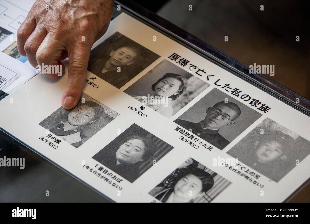 Sachiko Matsuo (born 1933), a Nagasaki Atomic Bomb Survivor, showing a ...