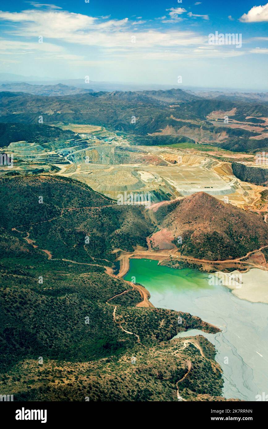 Aerial photograph of Pinto Valley Copper Mine in Gila County, Miami ...