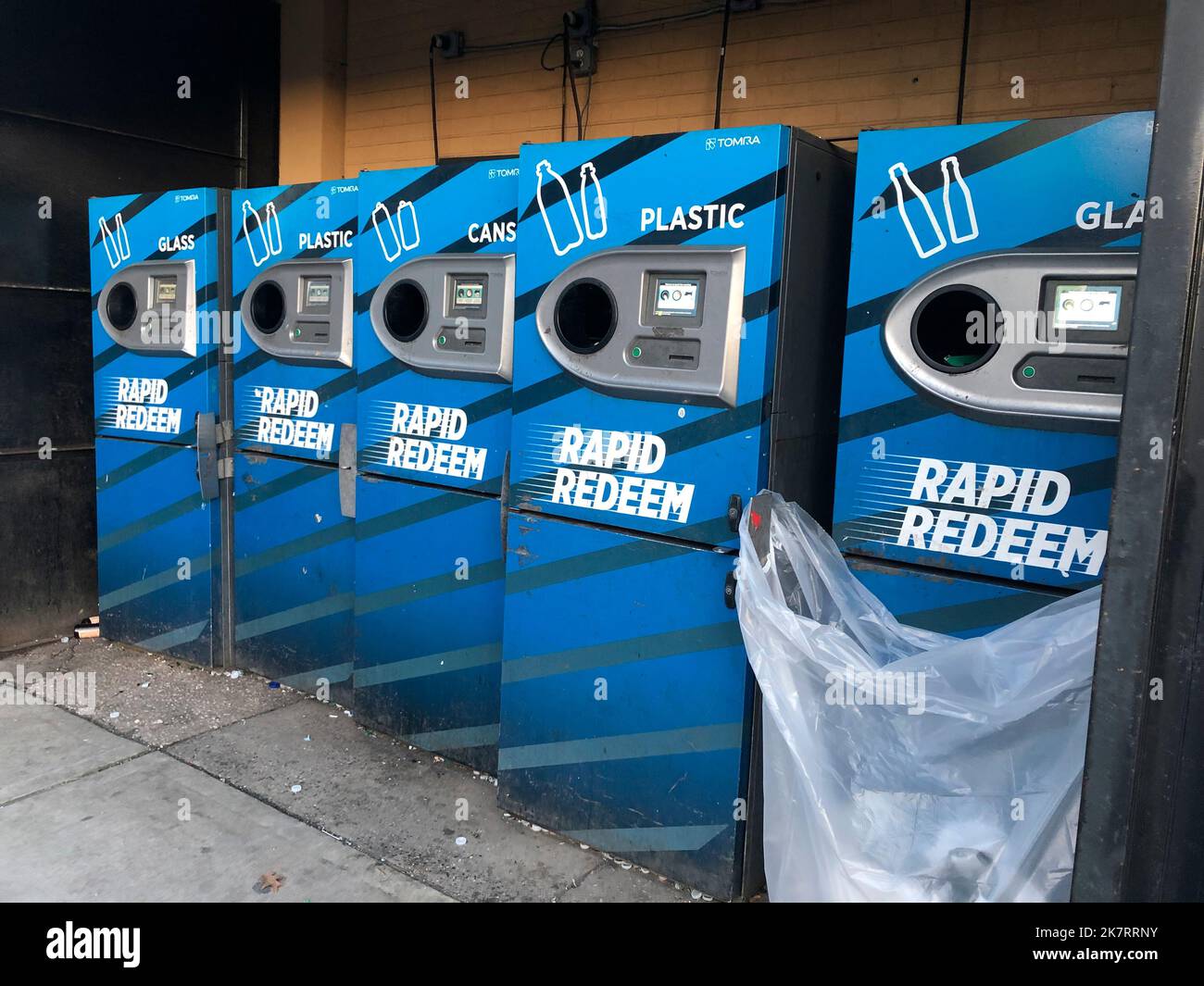 Rapid Redeem recycling machines outside grocery store, Queens, New York ...