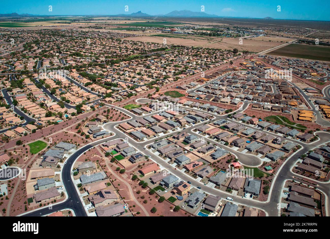 Aerial photograph showing Gladden Farms subdivision in the Sonoran ...