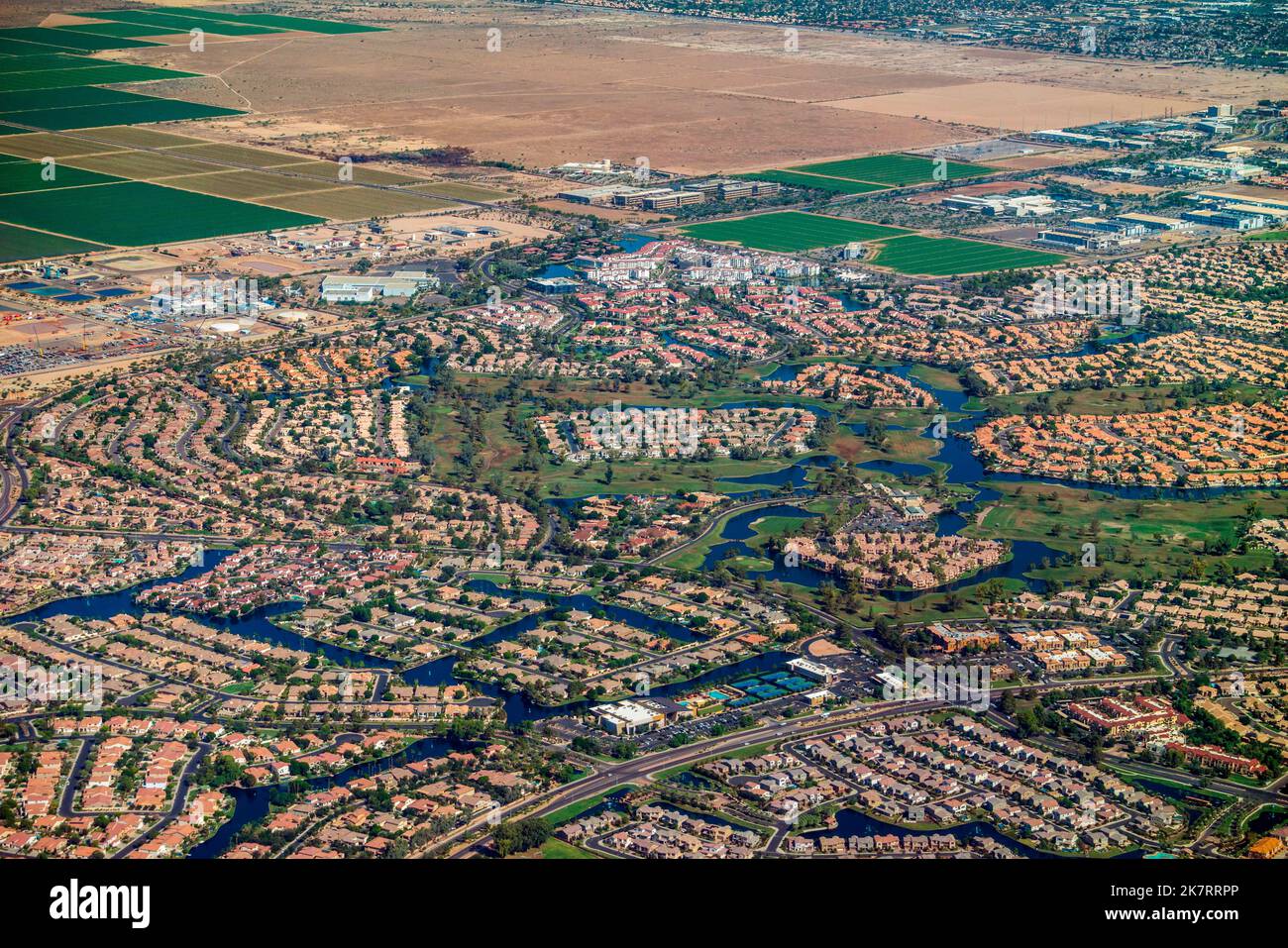 Aerial photograph of suburban development named Ocotillo in Chandler ...