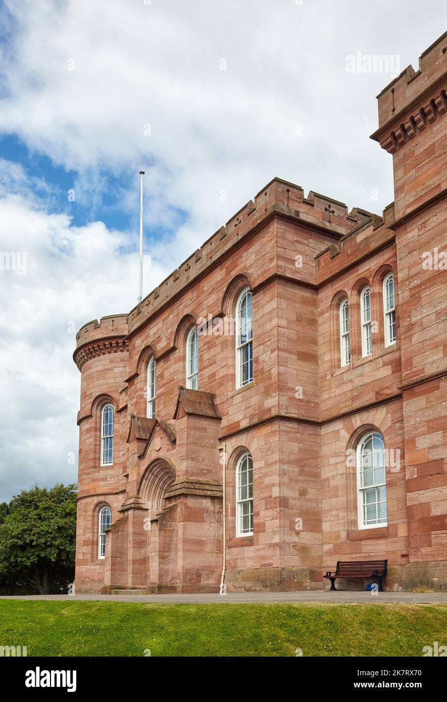 The view of the Inverness castle made from the red sandstone structure ...