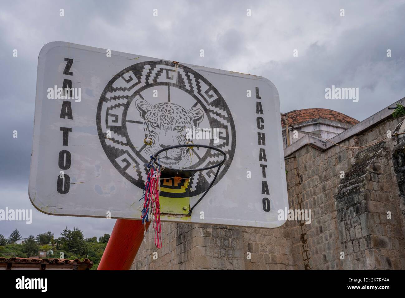 Detail of the basketball hoop in the former mining village of Lachatao ...
