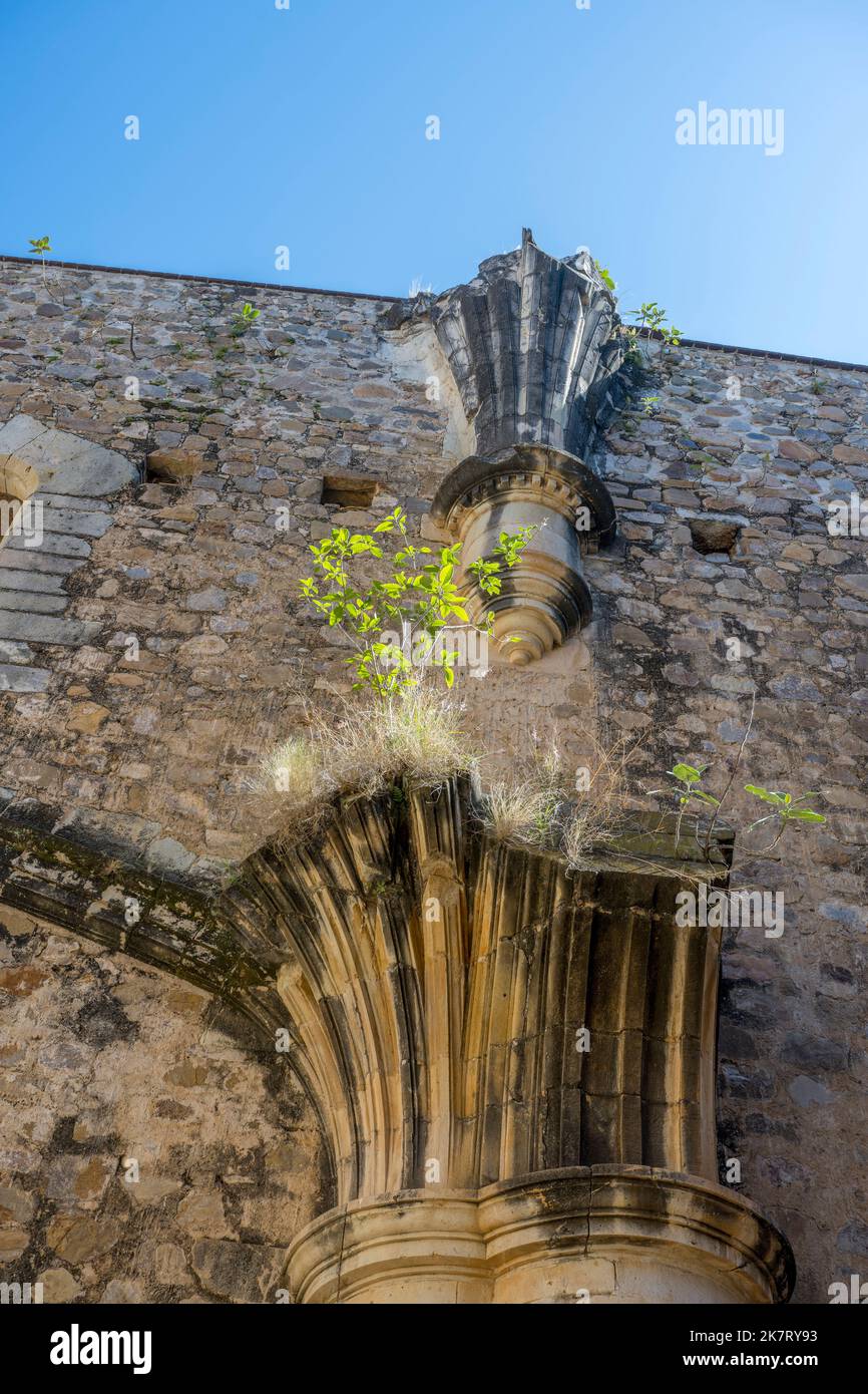 Detail of the architecture of the ancient roofless church of Cuilapan ...