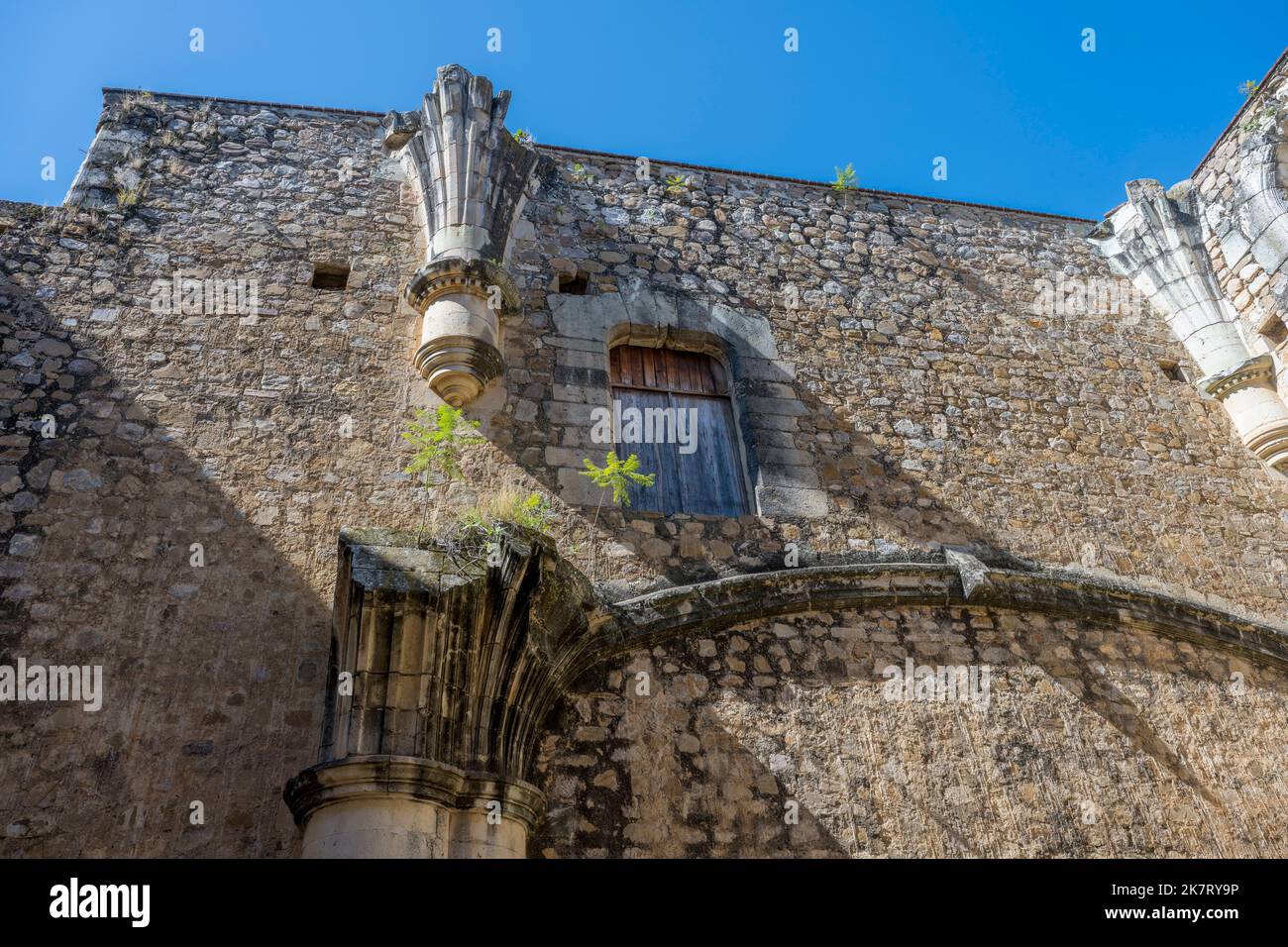 Detail of the architecture of the ancient roofless church of Cuilapan ...