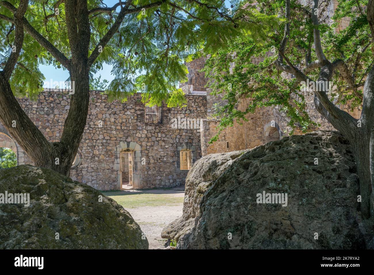 Detail of the architecture of the ancient roofless church of Cuilapan ...