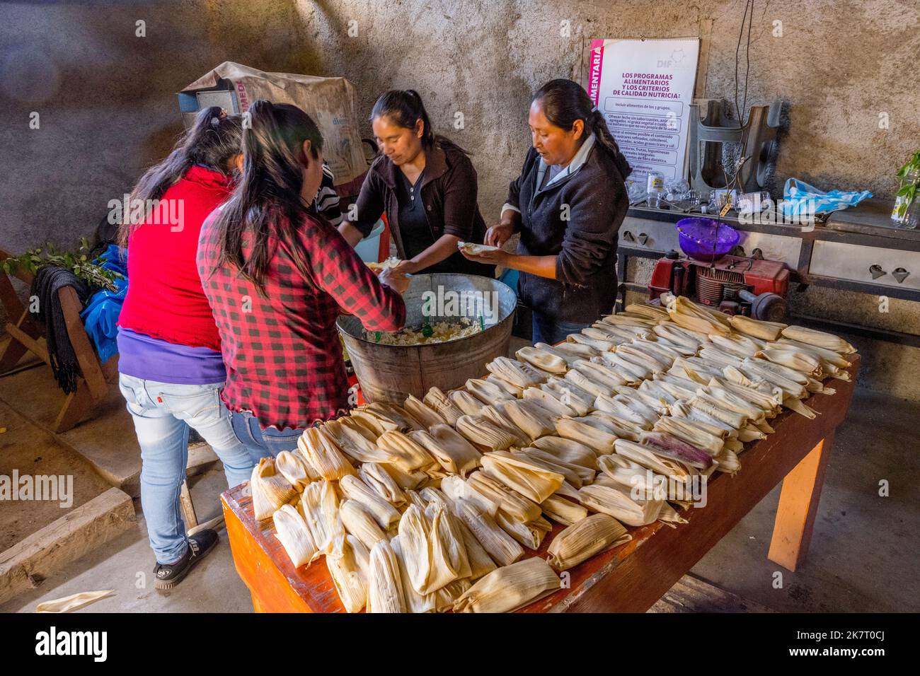 Women making Tamales in the Mixtec village of San Jose Contreras near ...