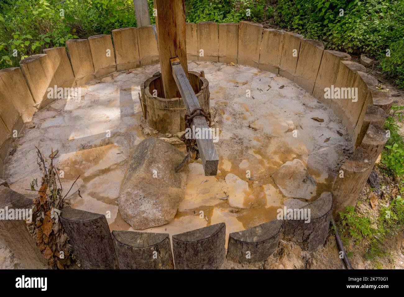 Old water powered wheel used to crush rocks to extract the gold near ...