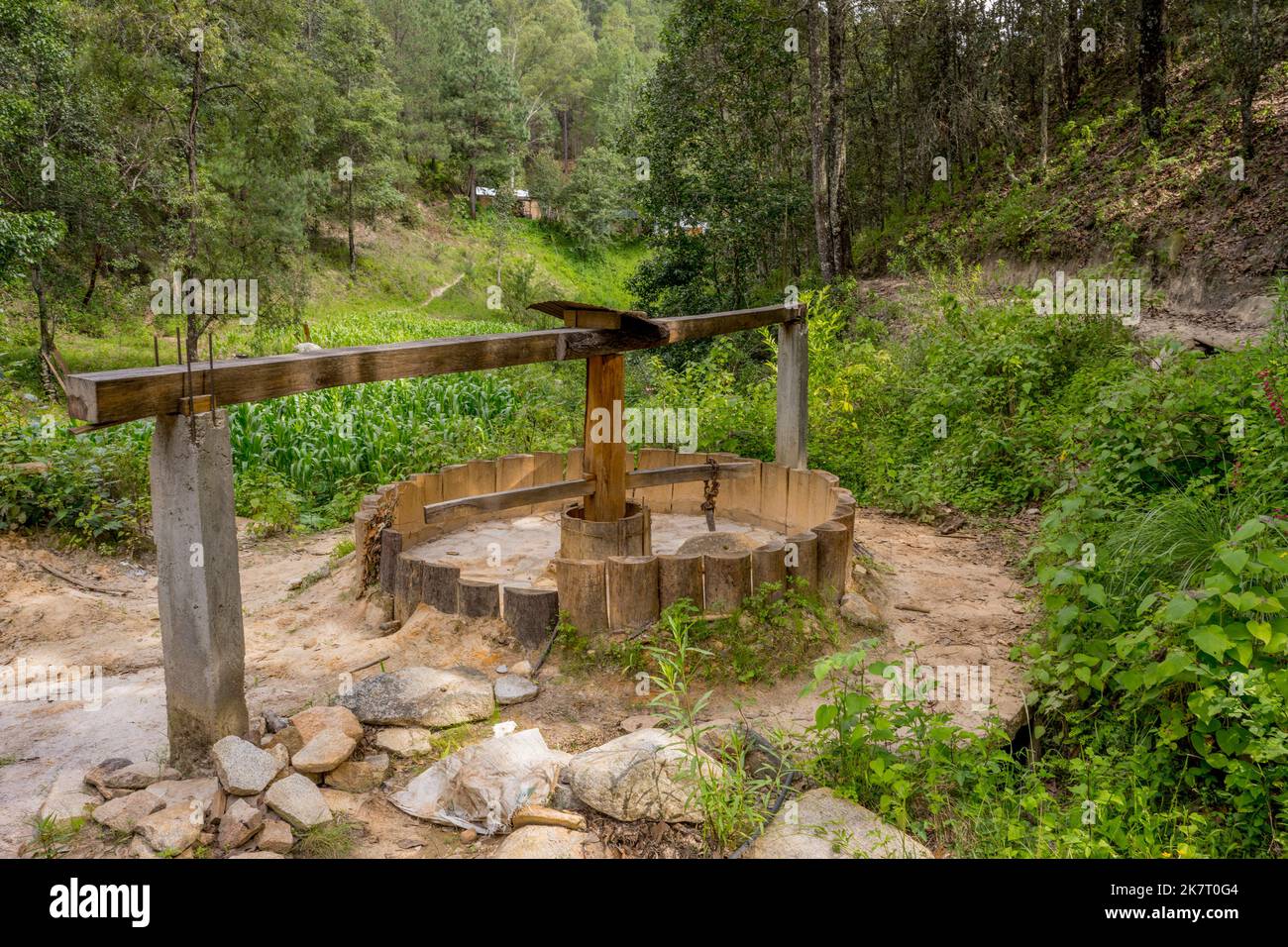 Old water powered wheel used to crush rocks to extract the gold near ...