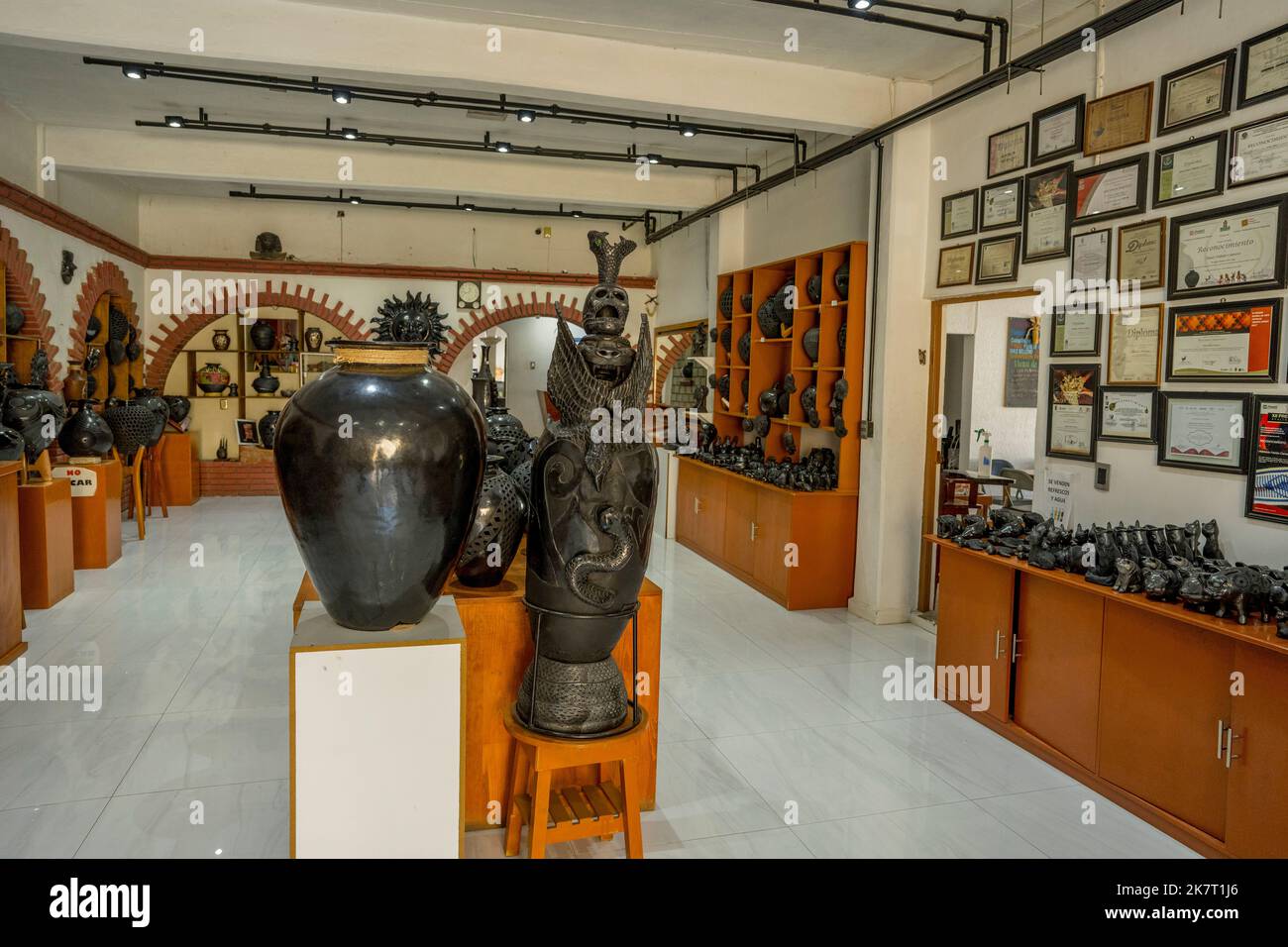 Barro negro pottery (black clay pottery) for sale in a pottery studio ...