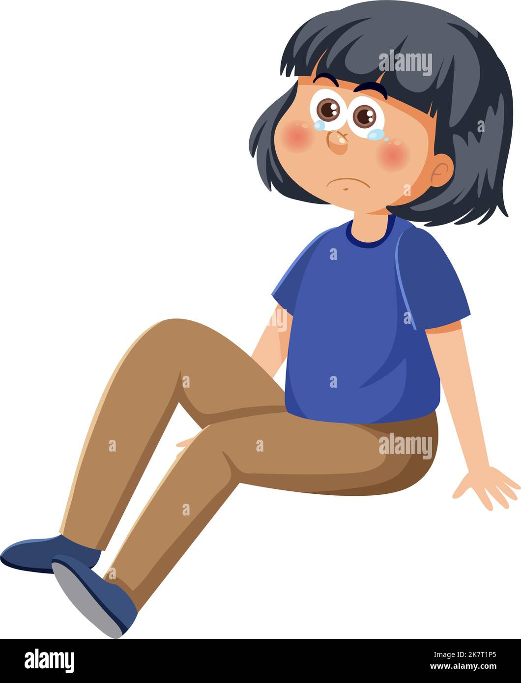 A girl with crying face expression illustration Stock Vector Image ...
