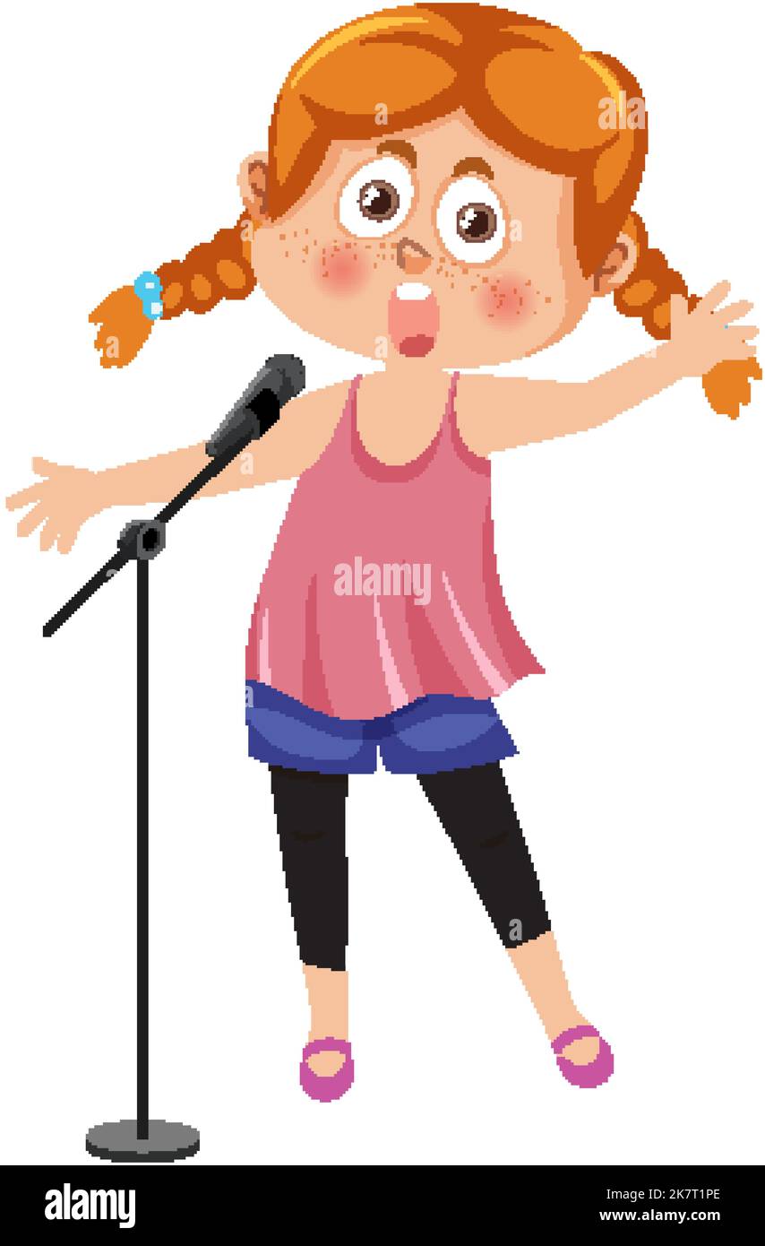Singer girl cartoon character illustration Stock Vector Image & Art - Alamy