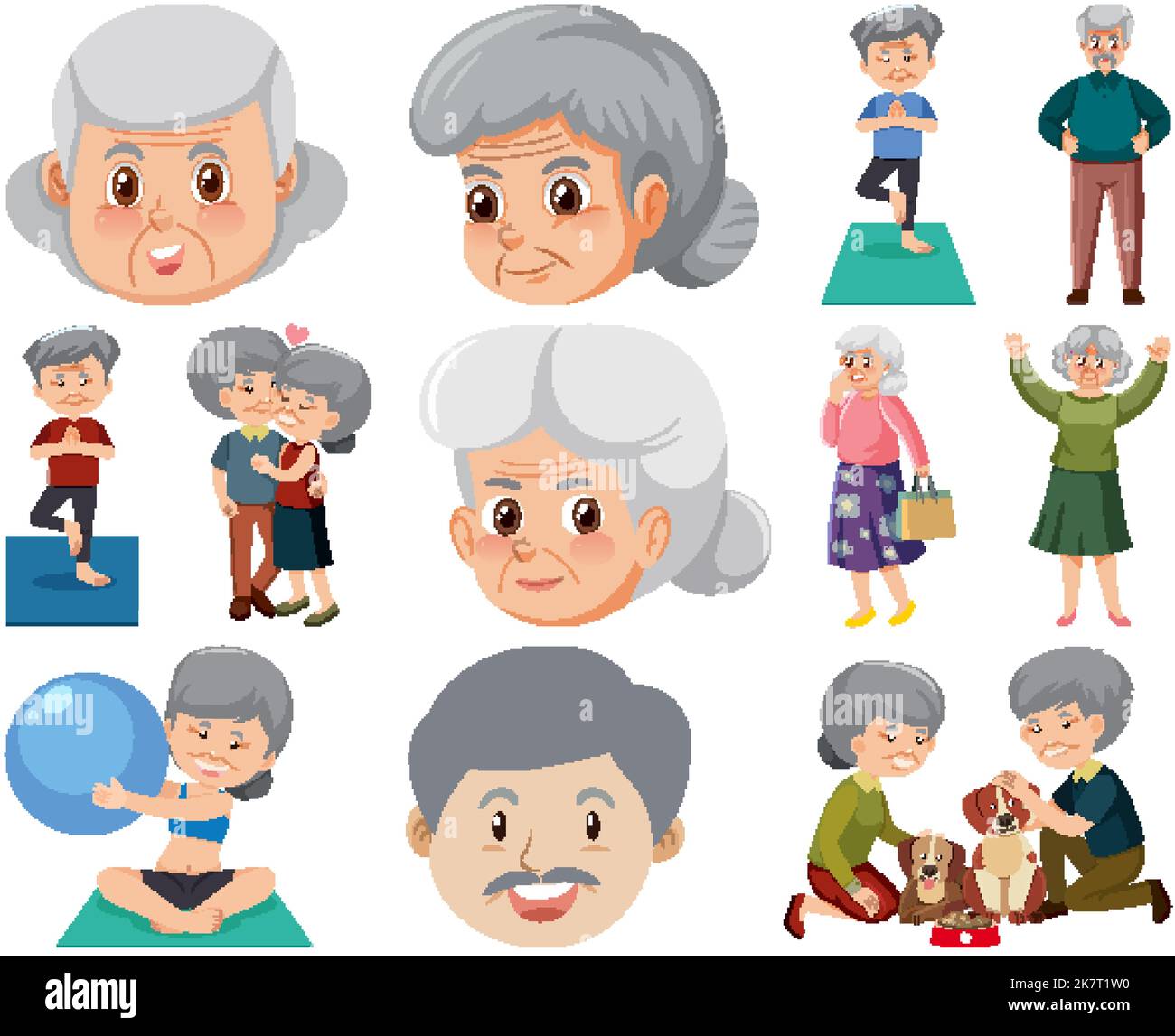 Collection of elderly people icons illustration Stock Vector Image ...
