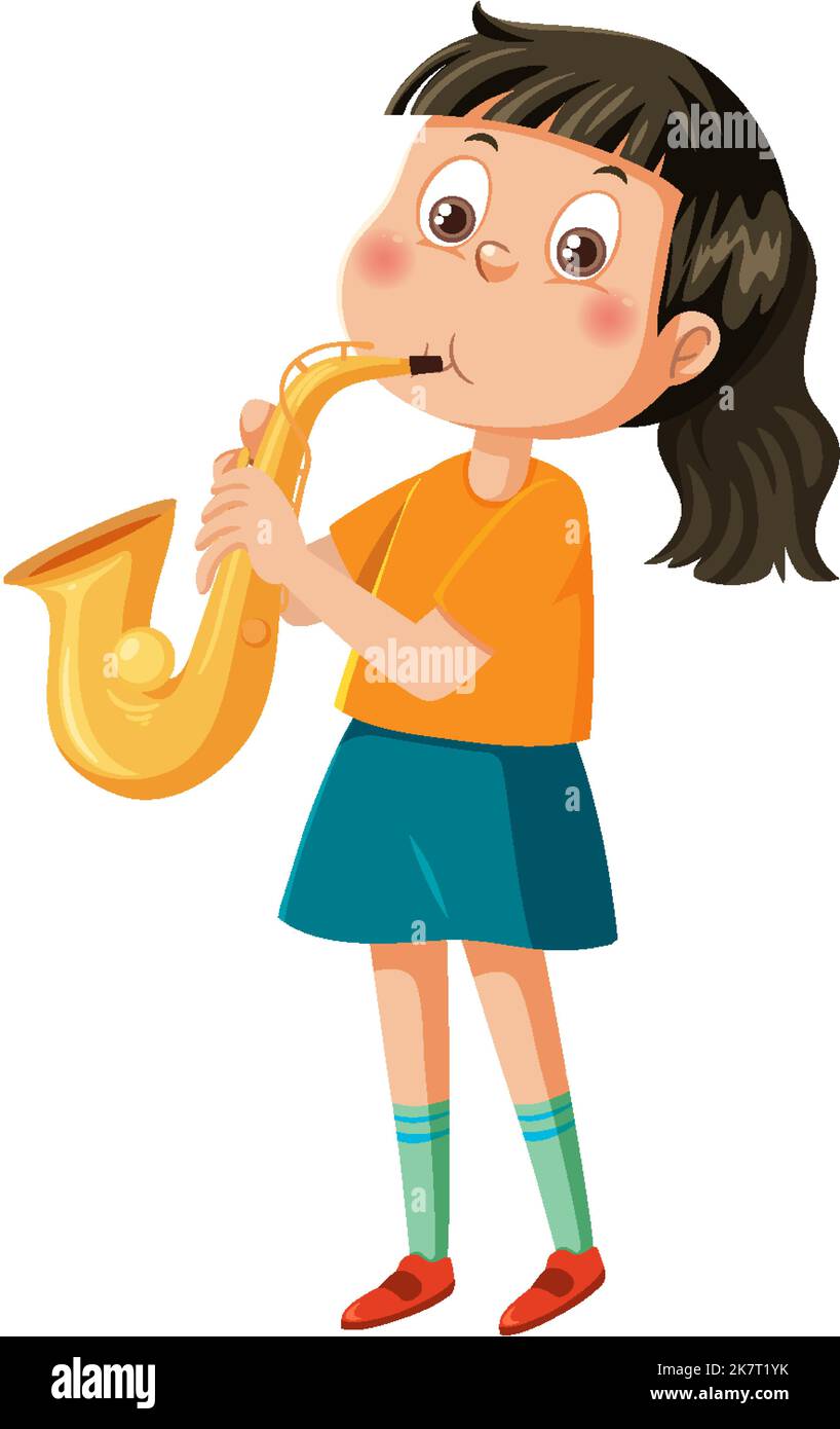 A girl playing saxophone illustration Stock Vector Image & Art - Alamy
