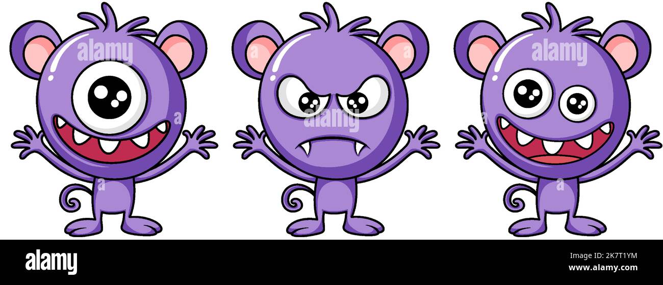 Set of different three monsters illustration Stock Vector Image & Art ...