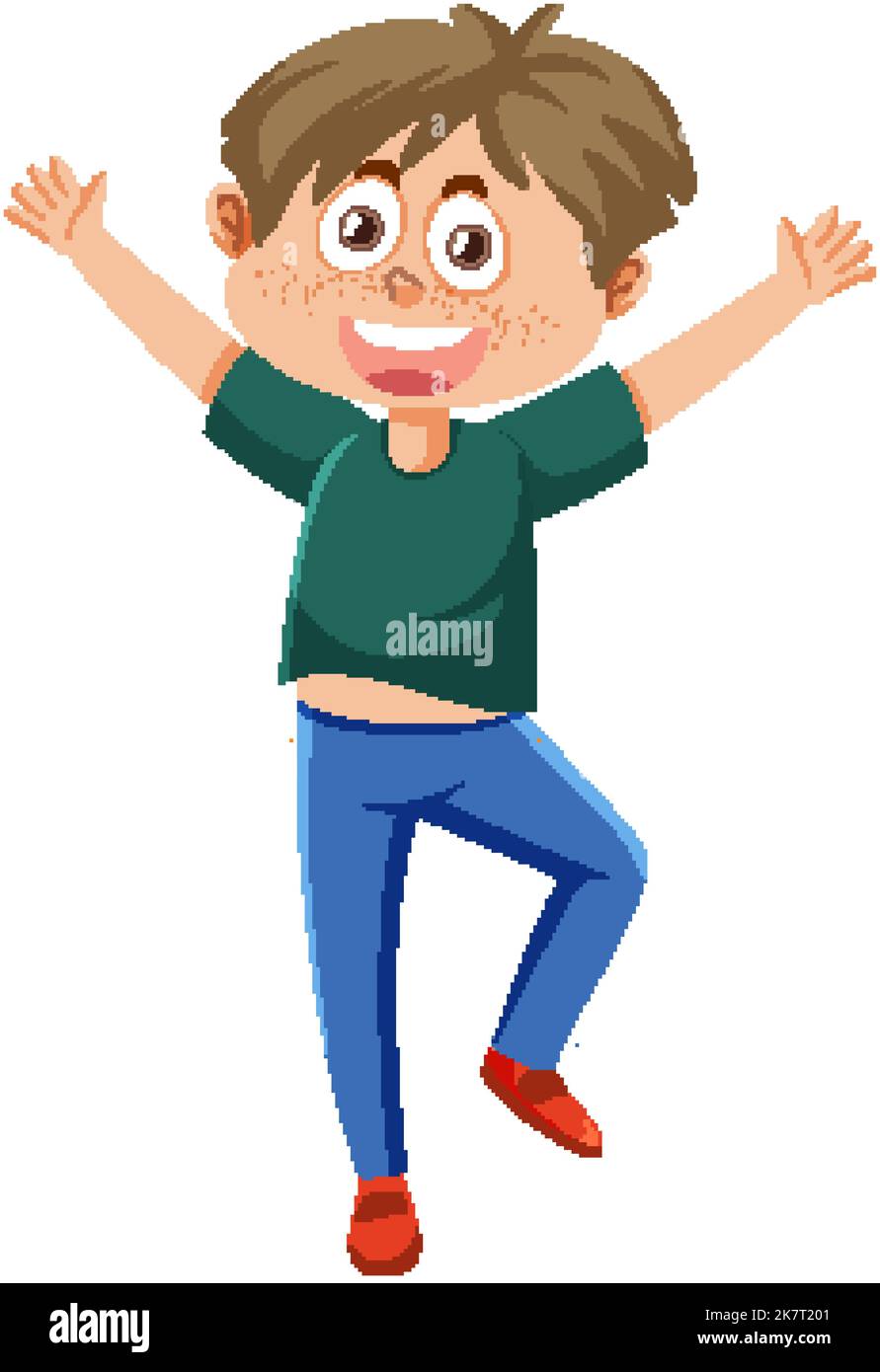 A happy boy jumping cartoon character illustration Stock Vector Image ...