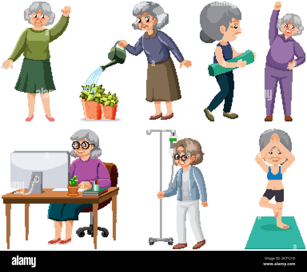 Collection of elderly people icons illustration Stock Vector Image ...