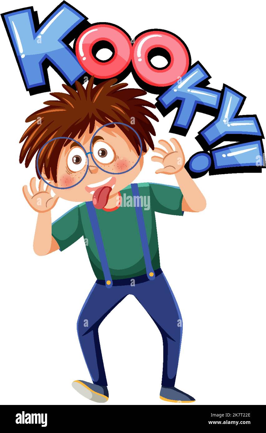 Playful cartoon character with kooky word expression illustration Stock ...