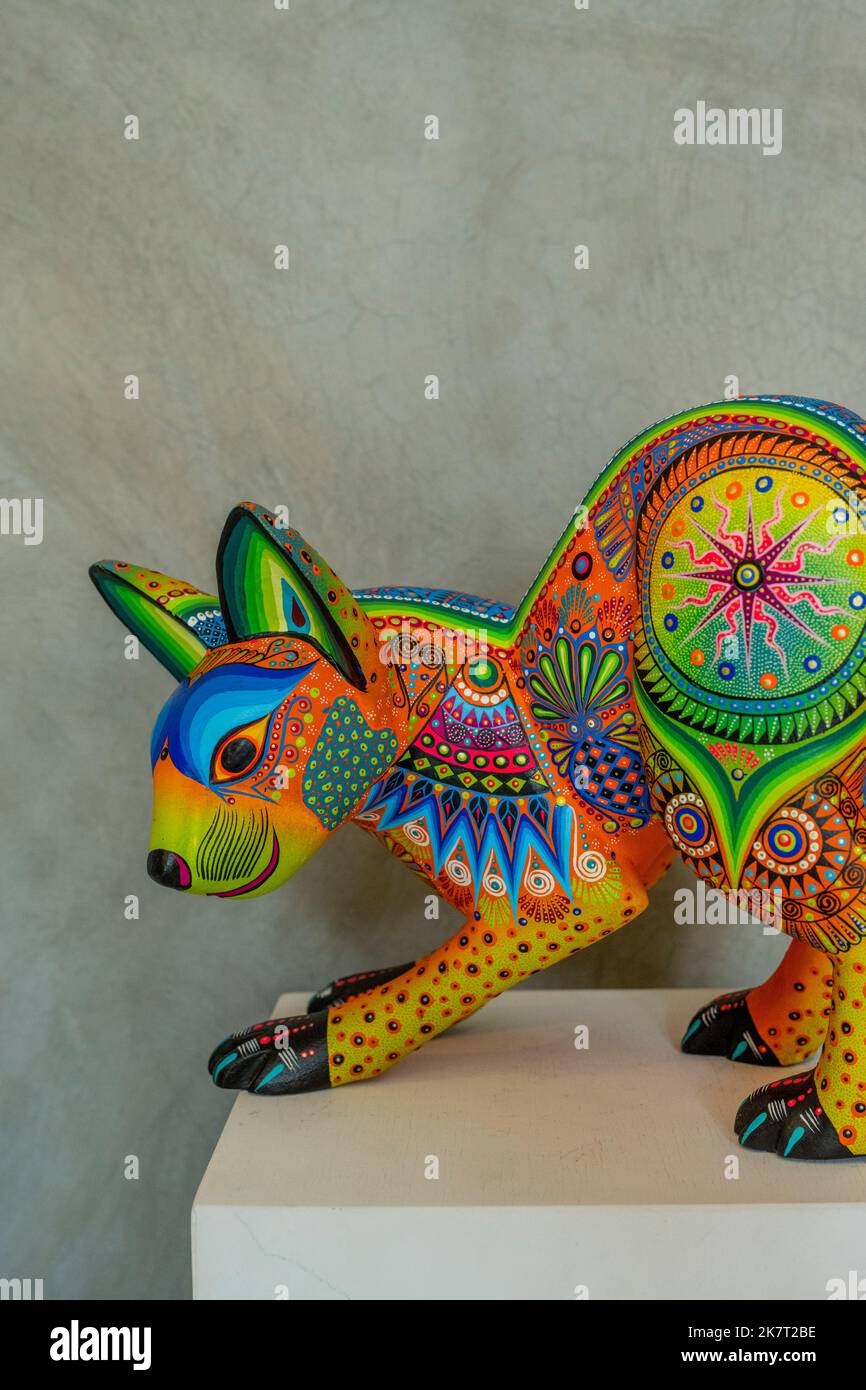 Display of alibrije - carved, colorful painted animals and fantasy ...
