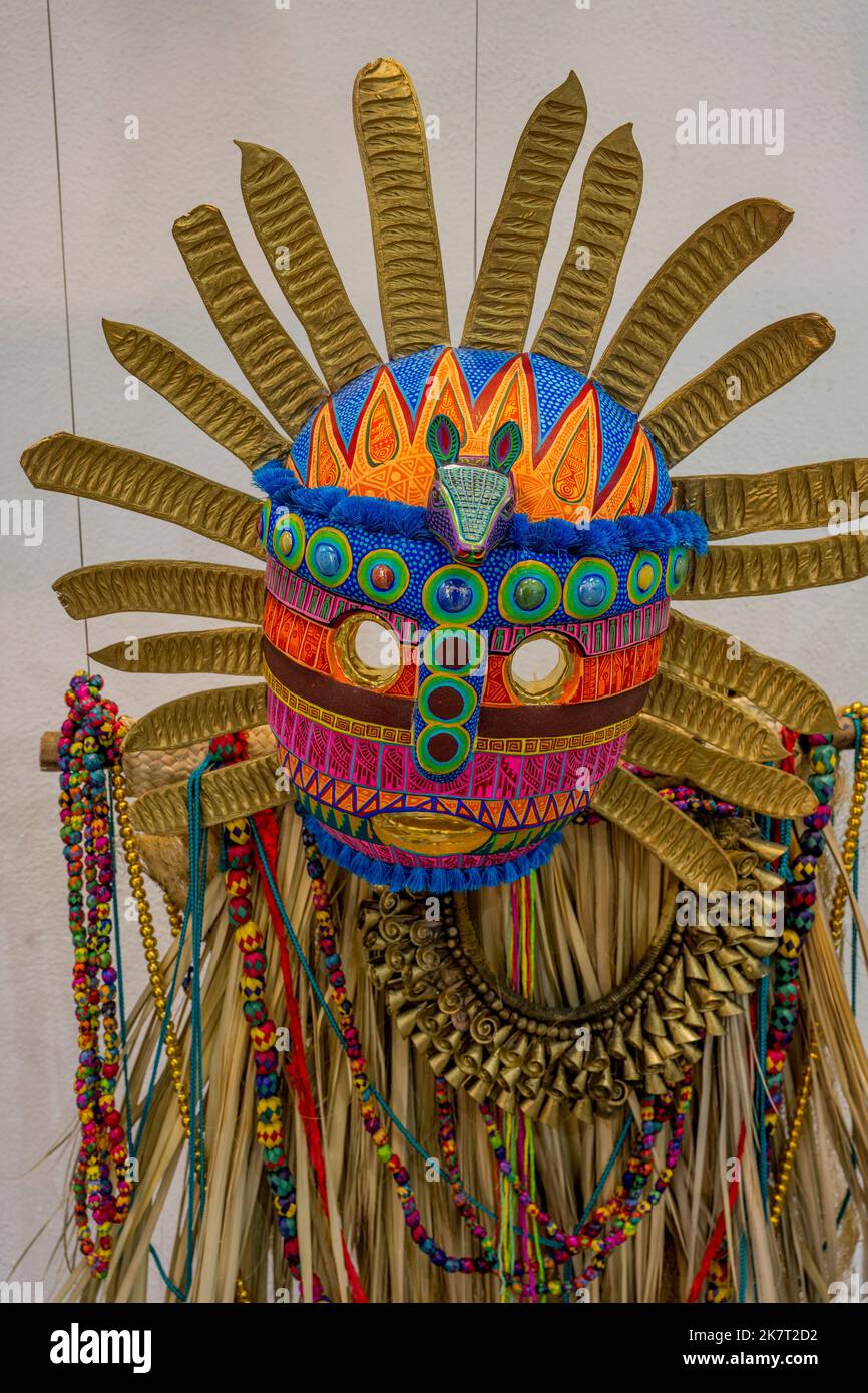 Display of alibrije masks - carved, colorful painted animals and ...