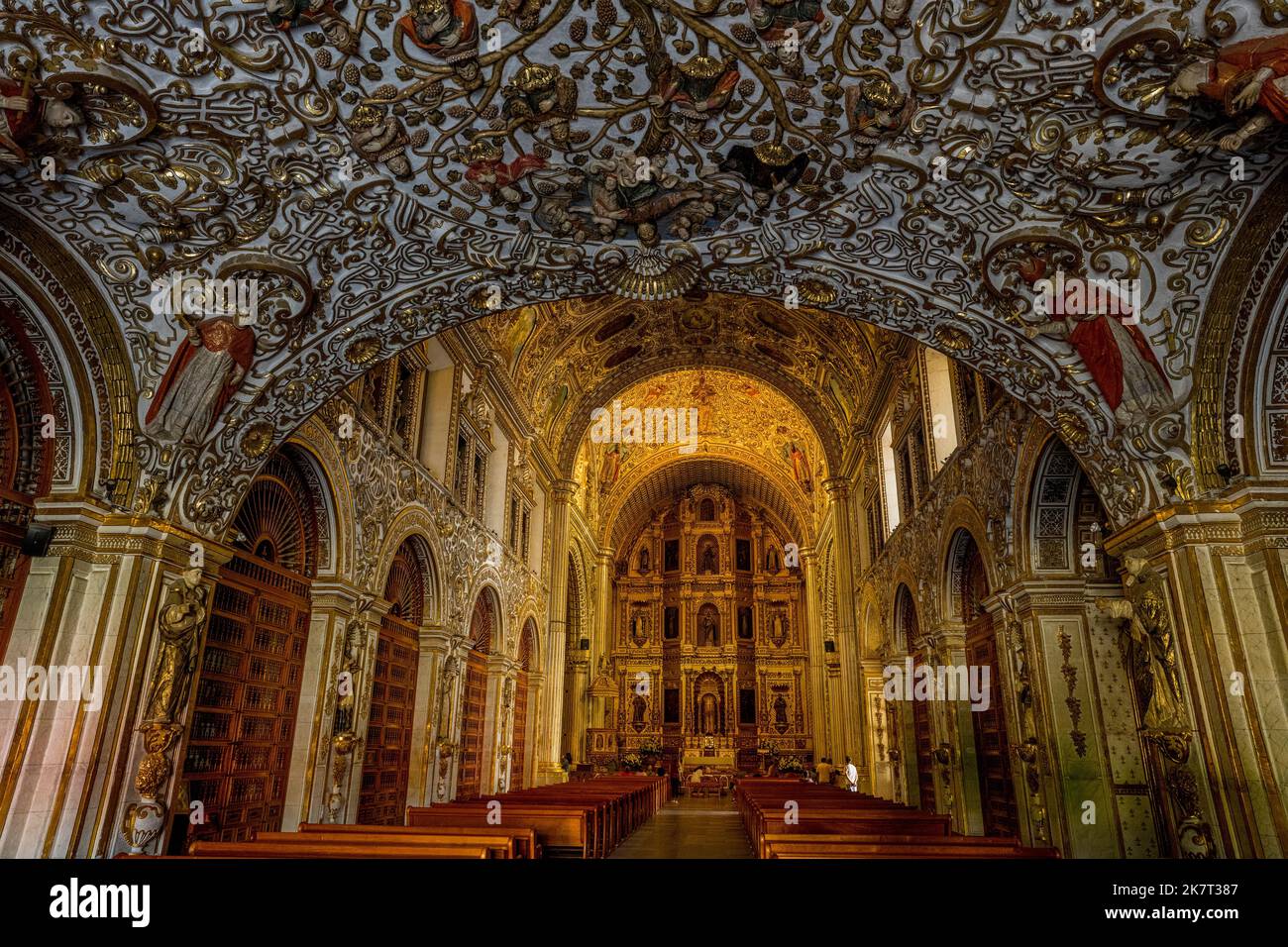 The ornate interior of the Baroque ecclesiastical Church of Santo ...