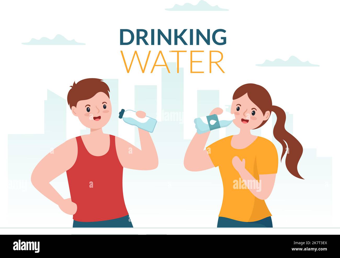 People Drinking Water From Plastic Bottles and Glasses with Pure Clean ...