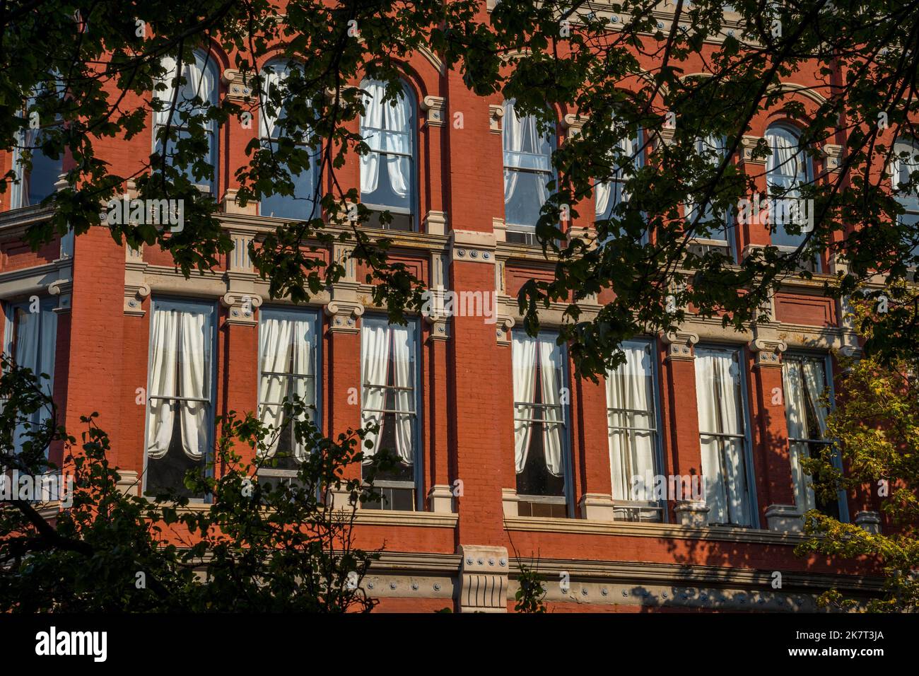 Detail of the historic N.D. Hill Building, constructed in 1889, in Port ...