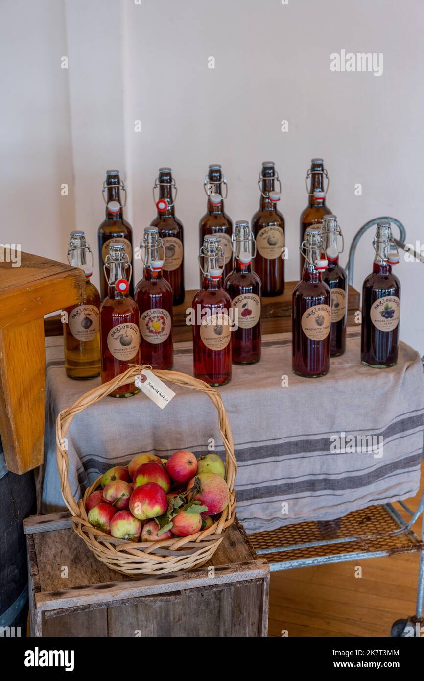 Bottles with cider at Eaglemount Wine and Cider near Port Townsend ...