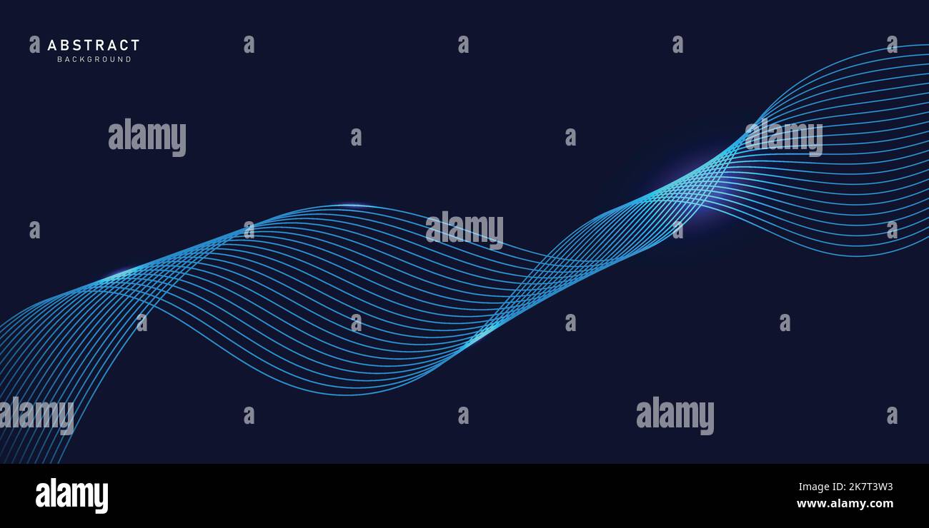 Blue abstract background with flowing particles. dark blue Digital ...