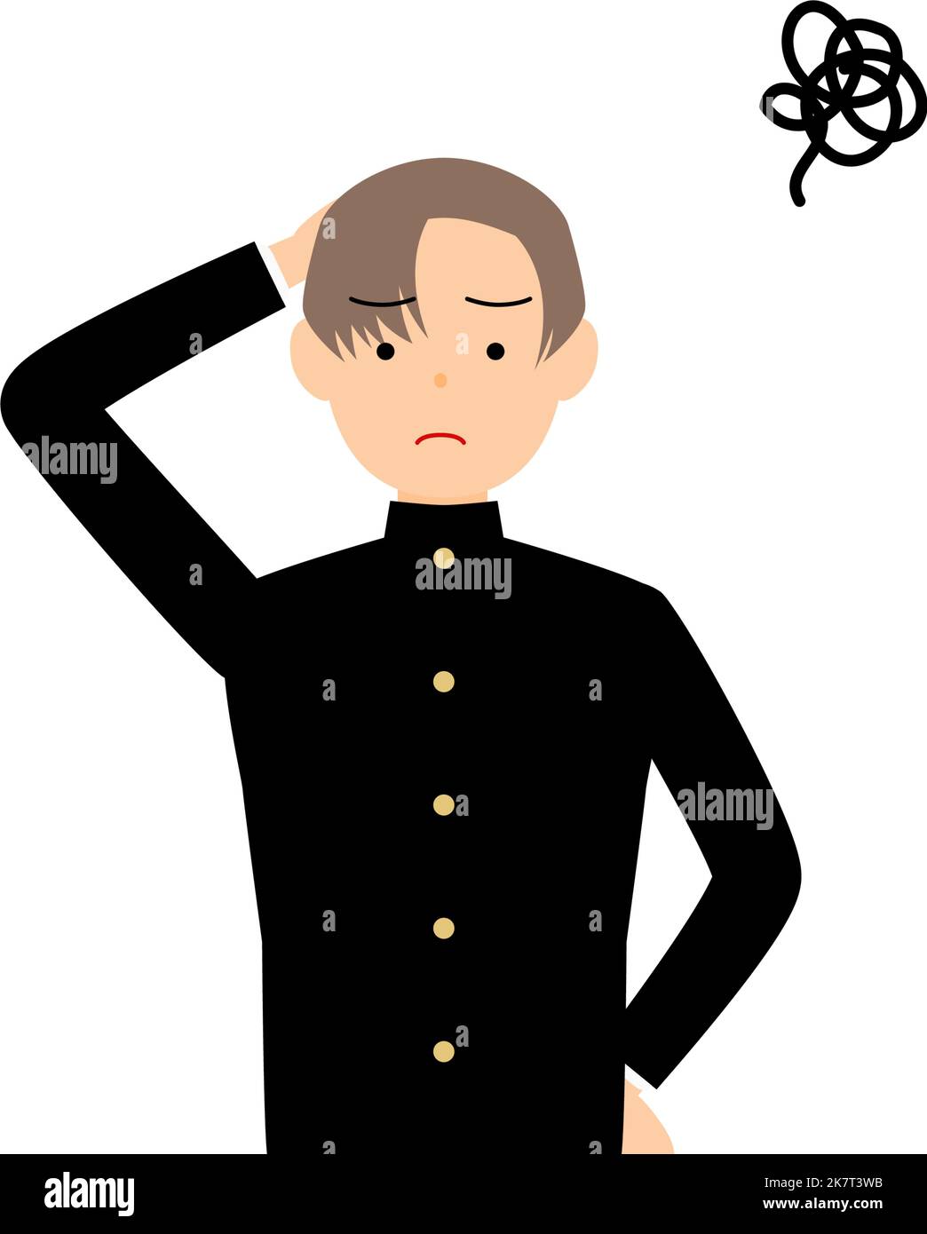 Boy wearing school uniform, Put his hand on his head in trouble Stock ...