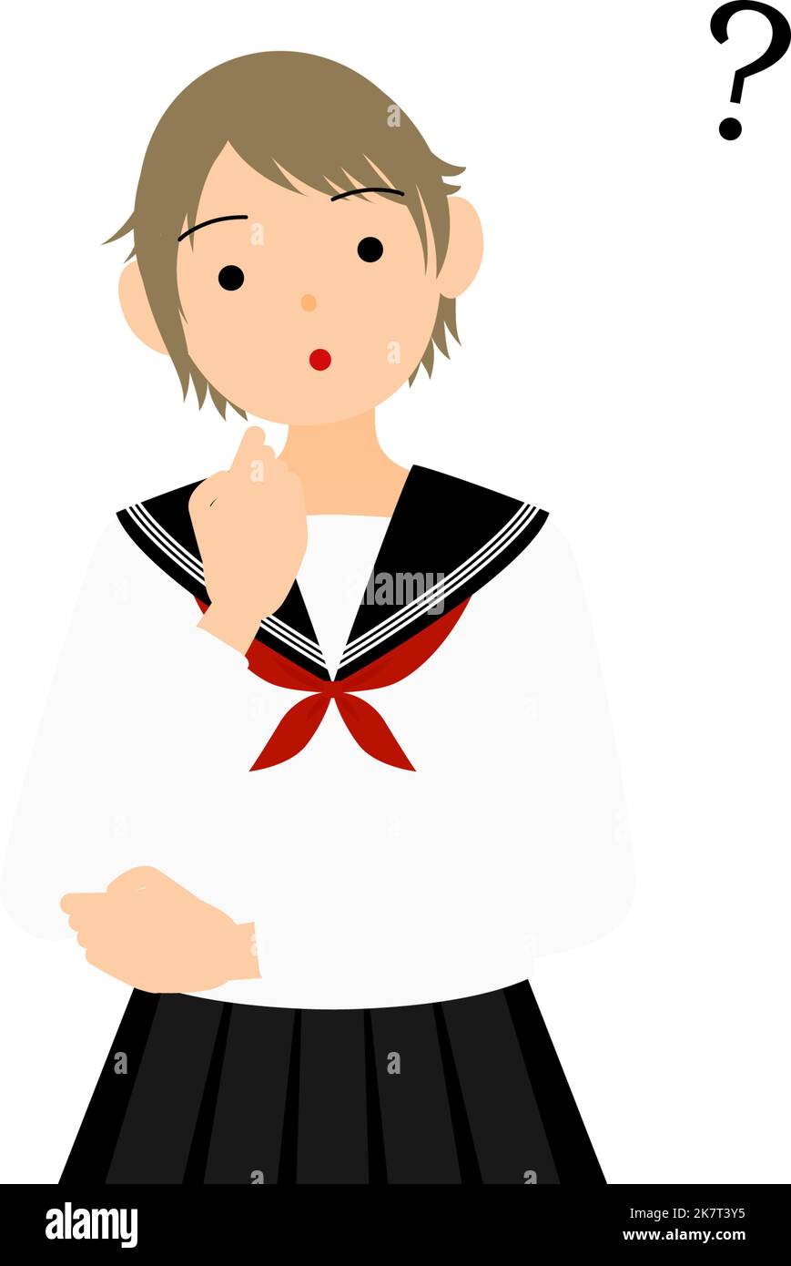Girl wearing white school sailor uniform, Have doubts Stock Vector ...