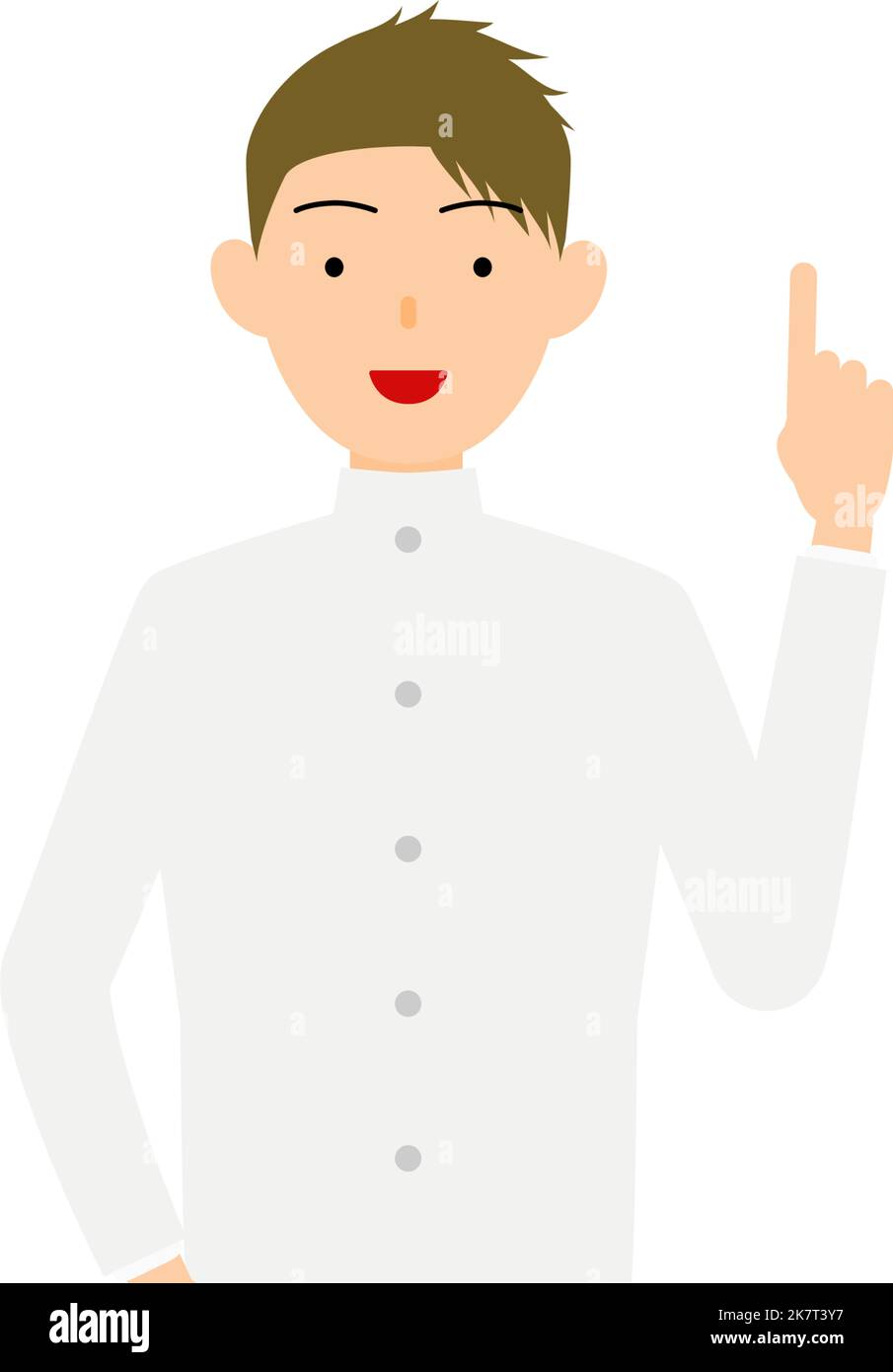 Boy wearing white school uniform, Strike a pose of guts Stock Vector ...