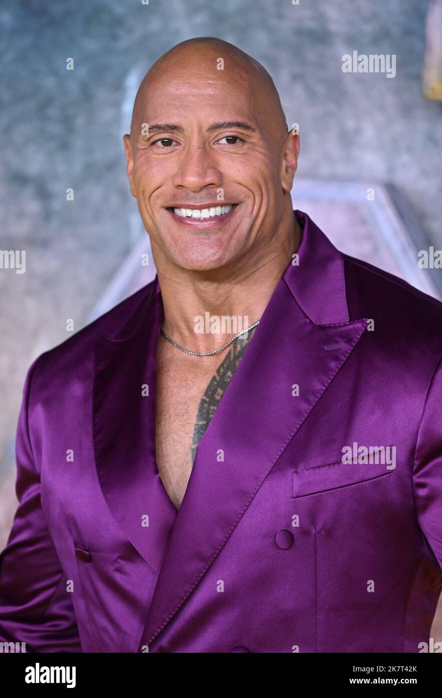 Dwayne Johnson at the Black Adam UK Premiere, on October 18, 2022 in ...
