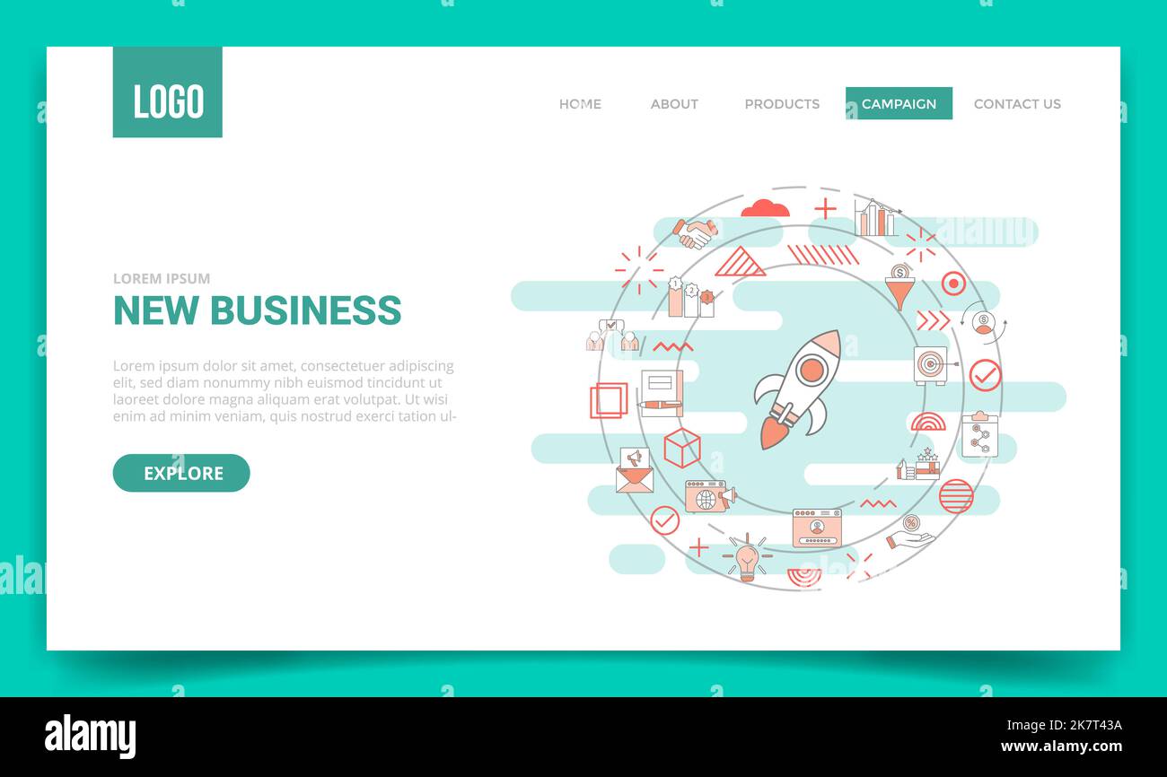 new business concept with circle icon for website template or landing ...