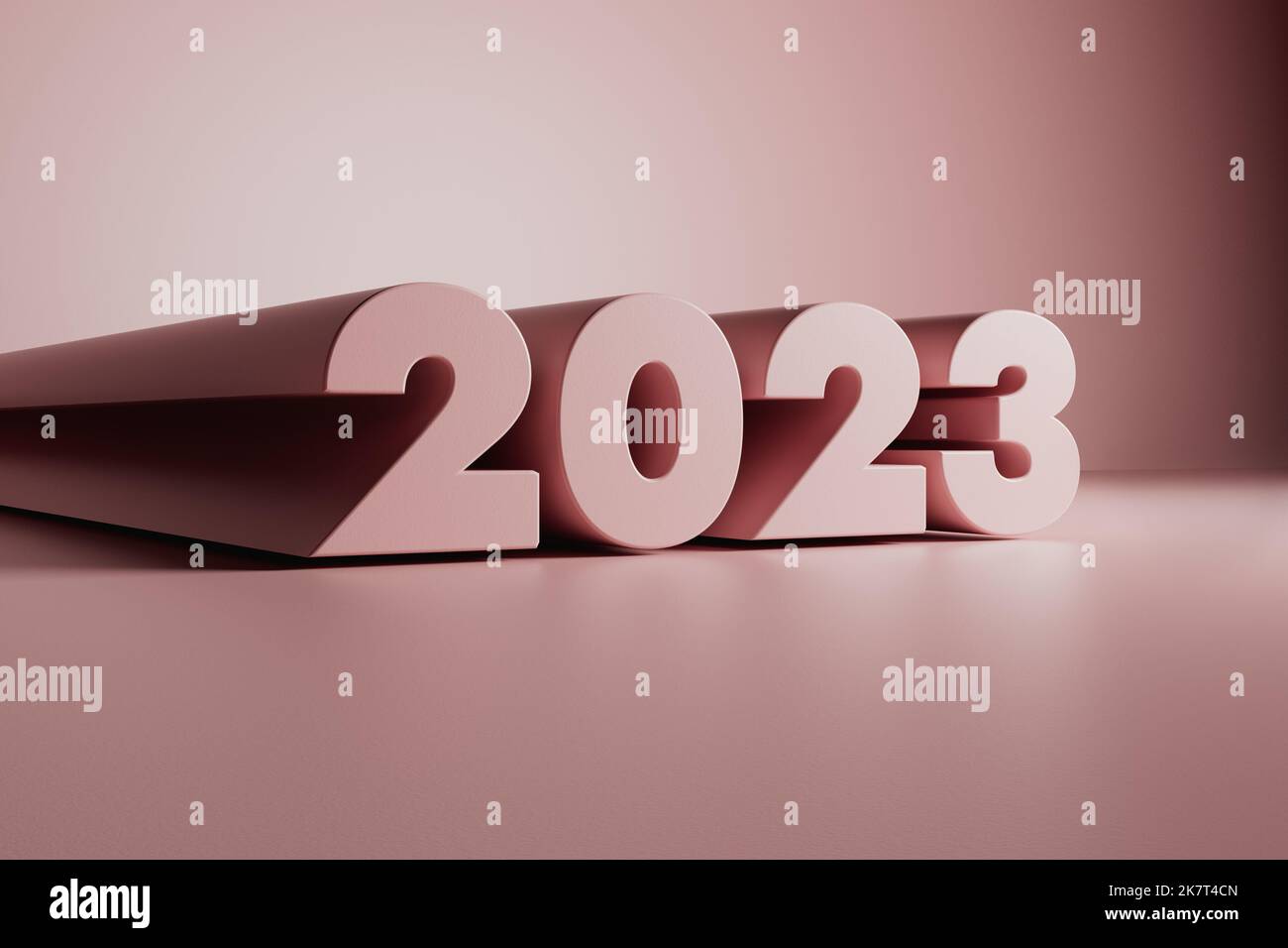 Extruded pink numbers 2023 new year on pink background 3d render Stock ...
