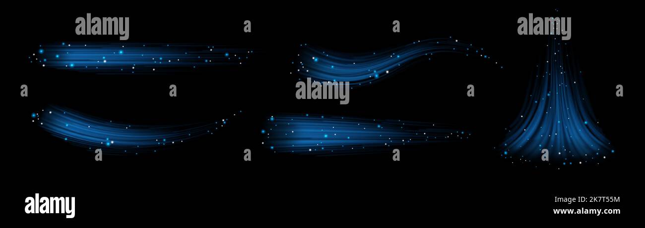 Fresh or frosty air flow set isolated on black background. Realistic ...