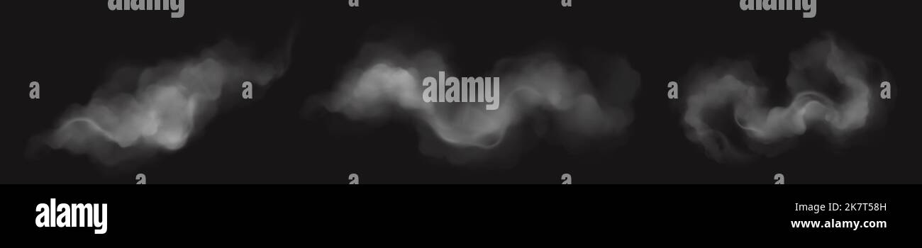 Realistic smoke clouds, white cigarette steam, speed trail or dust ...