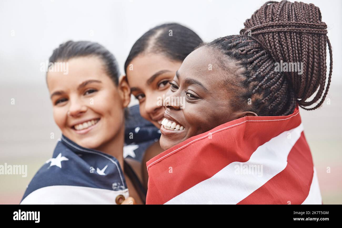 Celebrating our achievements together. female athletes celebrating ...