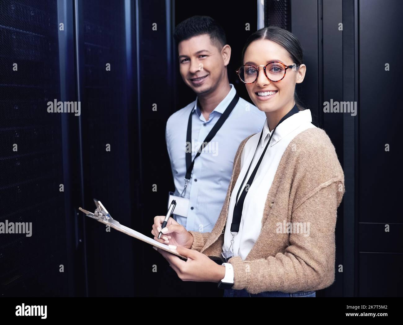 Your system is officially safe. two technicians working together in a ...