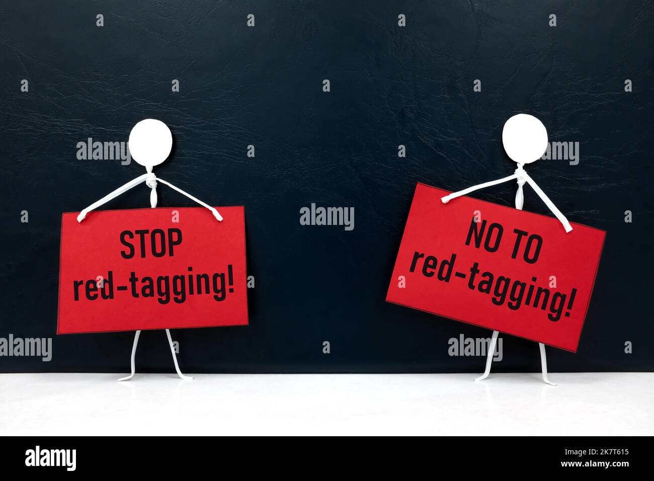 Red tagging in politics concept. Human stick figure holding red placard ...